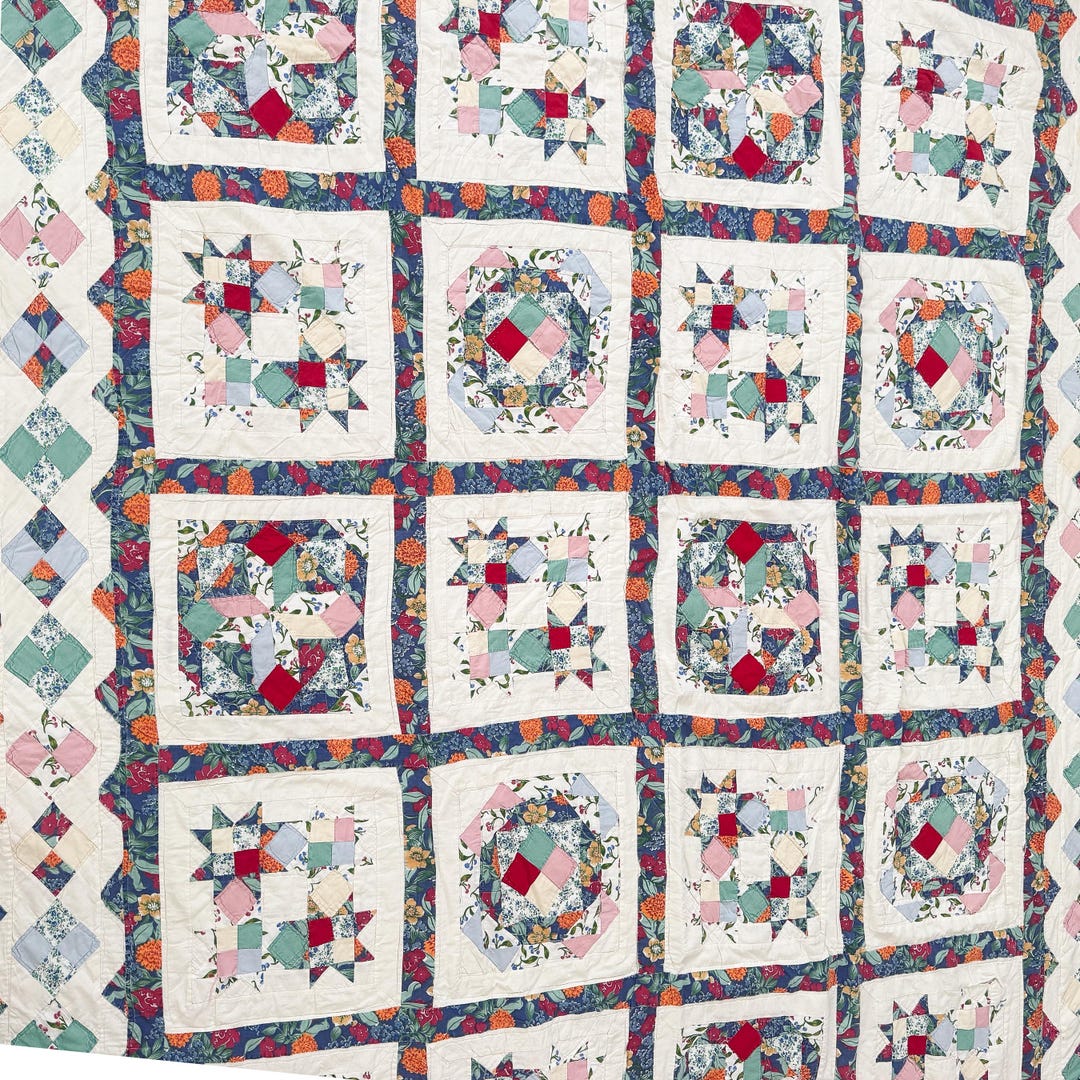 Vintage Floral Patchwork Arch Quilts: Ohio Star, Rolling Stone & Irish ...