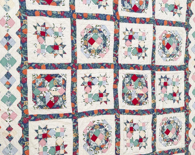 Vintage Floral Patchwork Arch Quilts: Ohio Star, Rolling Stone & Irish ...