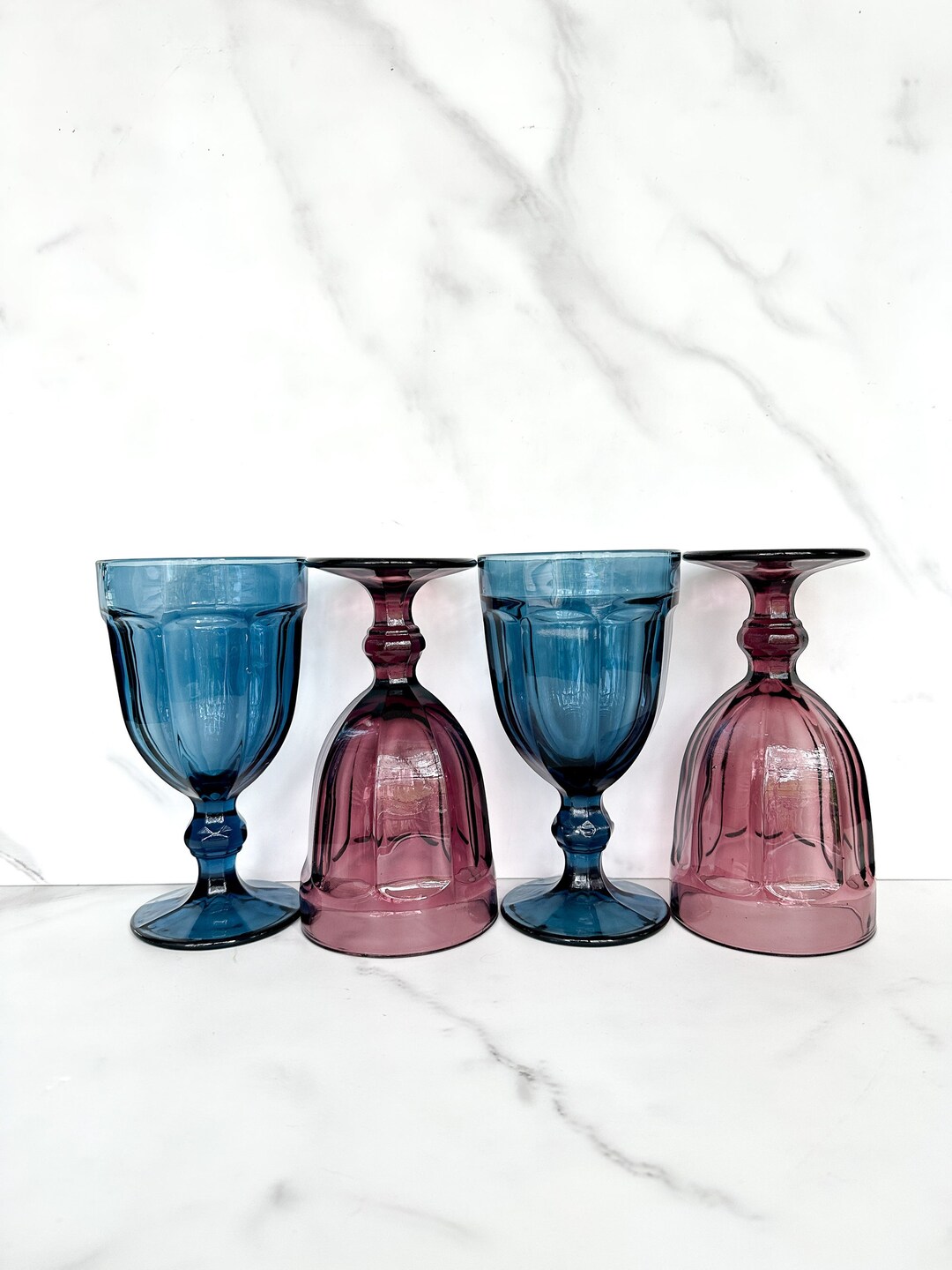 Vintage Libbey Purple & Blue Goblets / Glasses - Violet Iced Tea ...