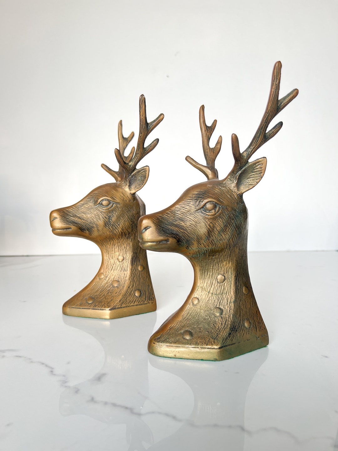 Vintage Brass Stag Bookends Solid Brass Deer Statues Large - Etsy