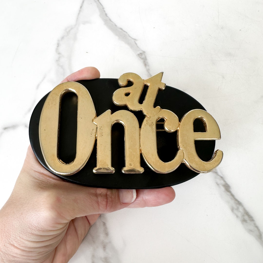 Vintage Office Supplies: at Once Paper Clip / Weight OR Brass Ruler ...