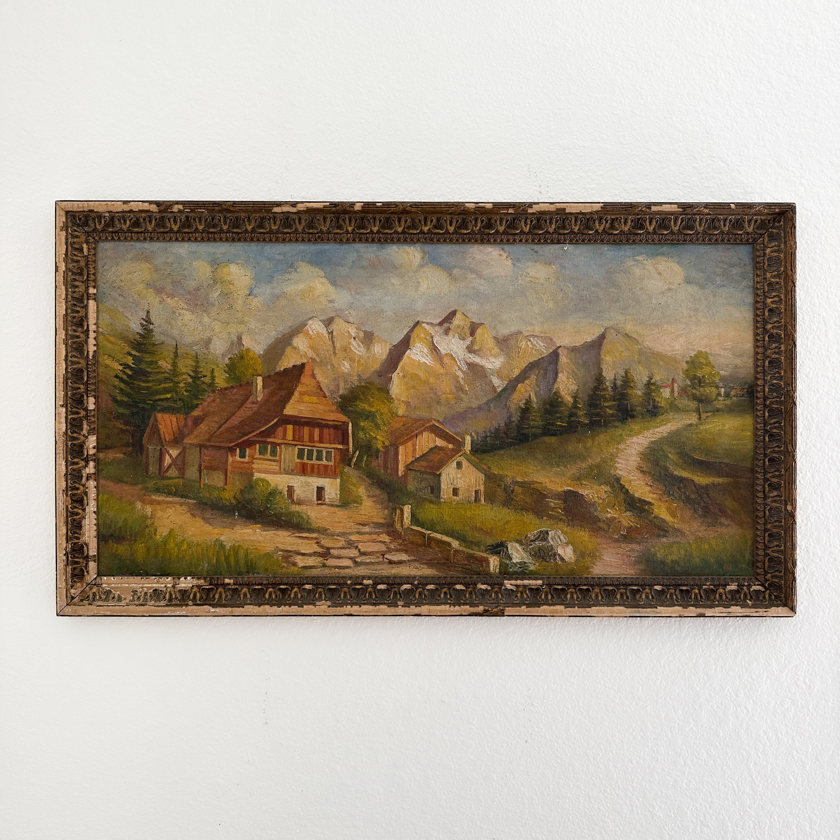 Antique 1800s Original Oil Painting Landscape of Cottage on - Etsy