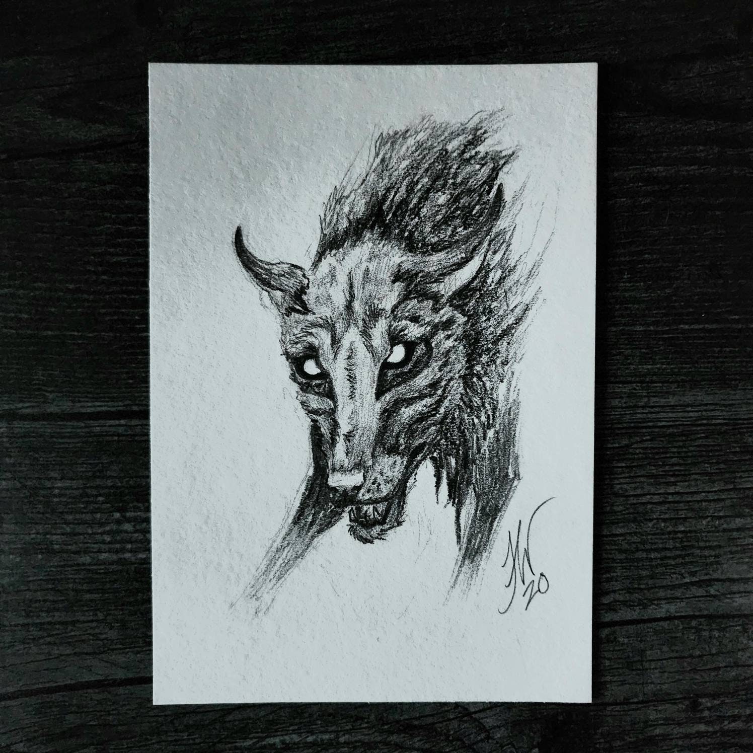 Hellhound Original Illustration Dark Art Graphite Drawing - Etsy