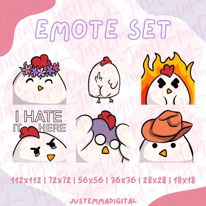 Chicken Emotes SET 2 ~ Twitch Emote Set - Etsy
