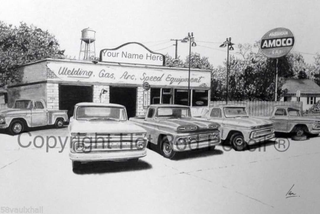 60-61-62-63-64-65-66 Chevy Pickup Truck Customized Pencil Drawing Print ...