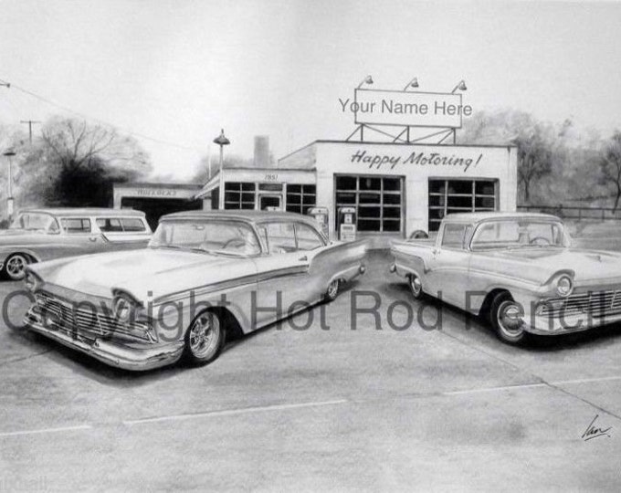 1957 Ford Ranchero Customized Pencil Drawing Print - Etsy