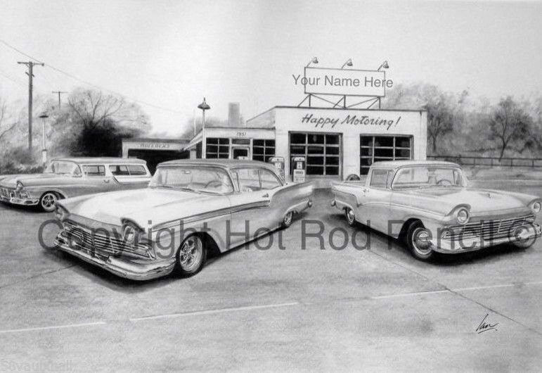 1957 Ford Ranchero Customized Pencil Drawing Print - Etsy