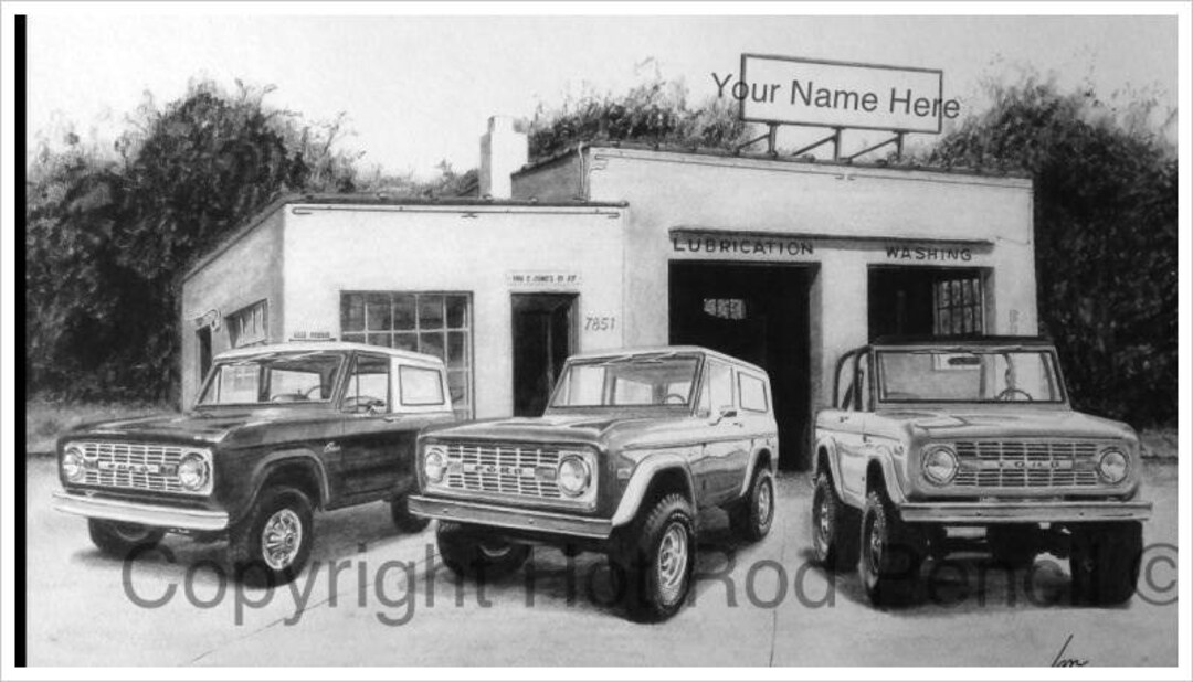 Ford Bronco Customized Pencil Drawing Print - Etsy