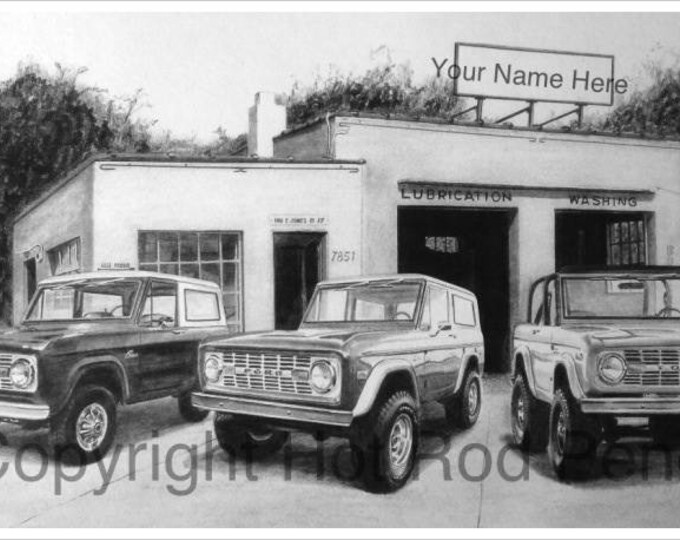 Ford Bronco Customized Pencil Drawing Print - Etsy