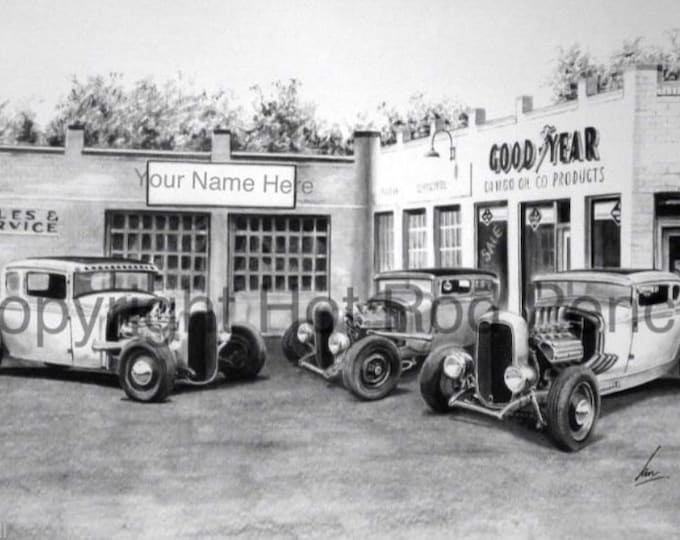 Vintage Ford T Bucket Hot Rods Customized Pencil Drawing Print - Etsy