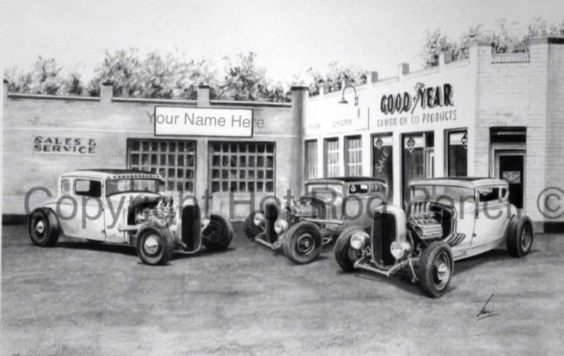 Vintage Ford T Bucket Hot Rods Customized Pencil Drawing Print - Etsy