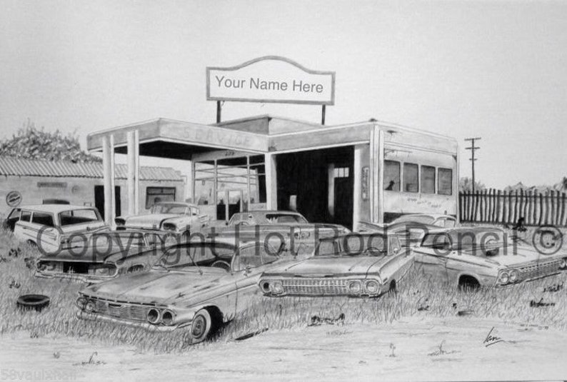 58-60-61-62-63-64 Chevy Impala Customized Pencil Drawing Print - Etsy