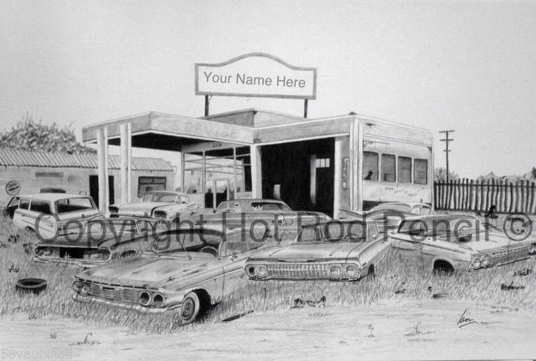58-60-61-62-63-64 Chevy Impala Customized Pencil Drawing Print - Etsy