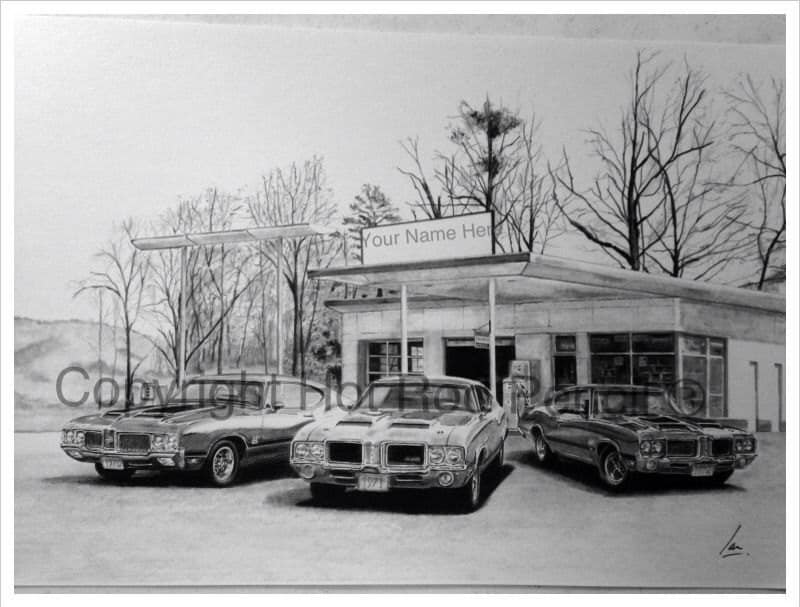 70-71-72 Oldsmobile 442 Customized Pencil Drawing Print - Etsy