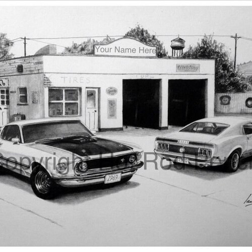 65-66-67-68 Shelby Mustang Customized Pencil Drawing Print | Etsy