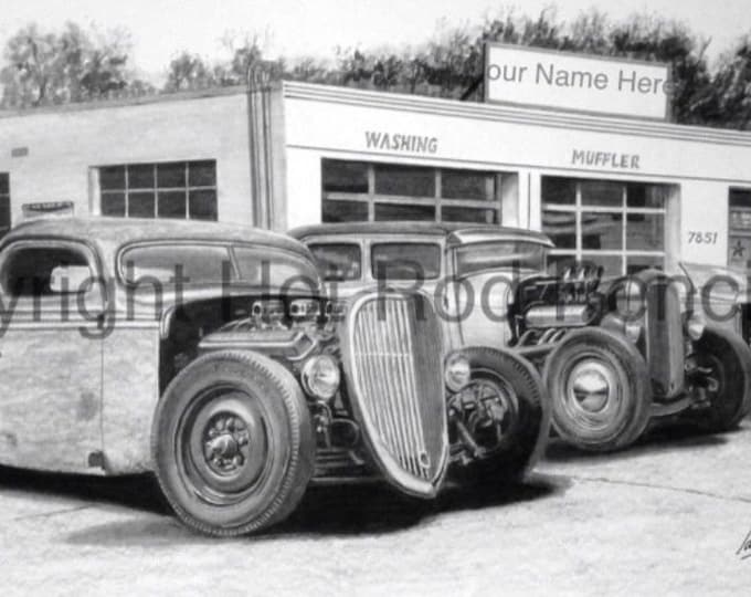 Vintage Chevy / Ford Rat Rods / Hot Rods Customized Pencil Drawing ...