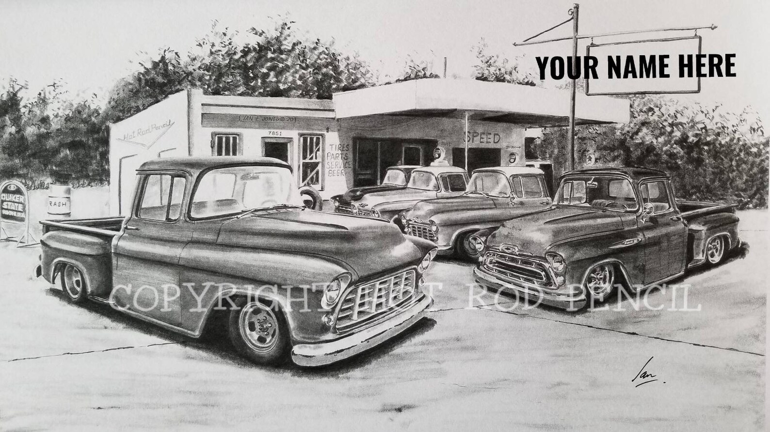 1955,1956 1957 Chevy Pickup Truck Customized Pencil Drawing Print - Etsy