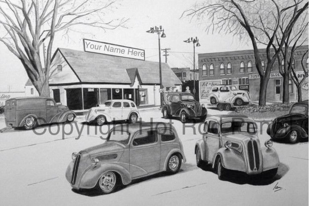 48 Ford Anglia / Thames, Hit Rod, Gasser, Customized Pencil Drawing ...