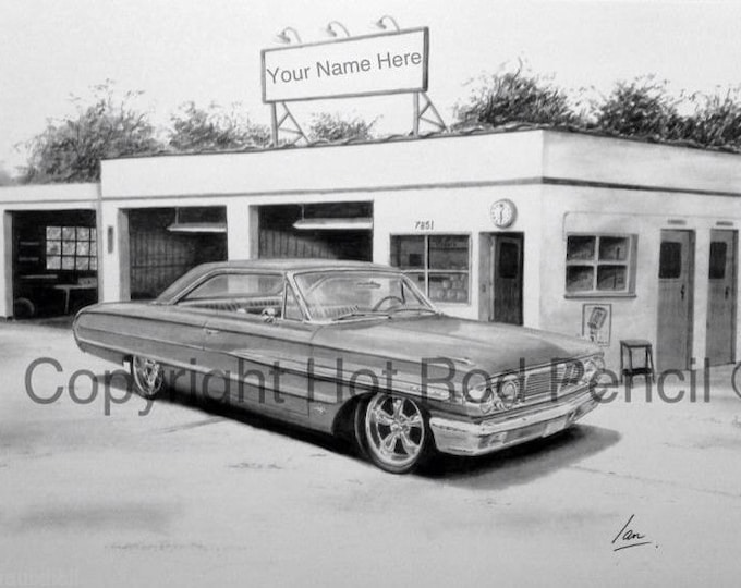 1964 Ford Galaxie Customized Pencil Drawing Print - Etsy