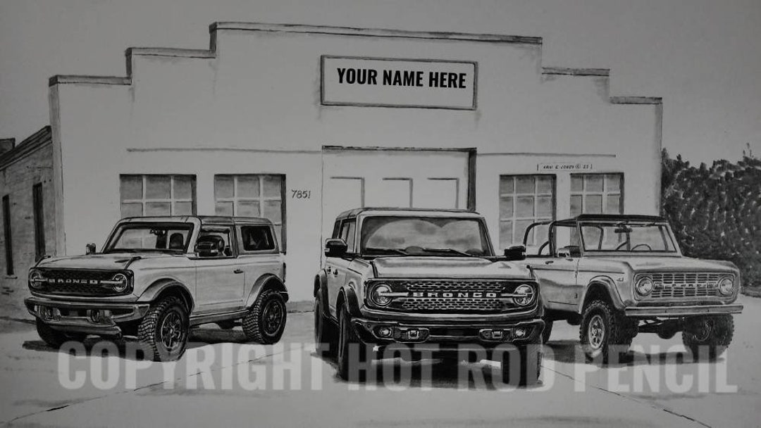 Ford Bronco Garage Art, Personalized Pencil Drawing Print - Etsy