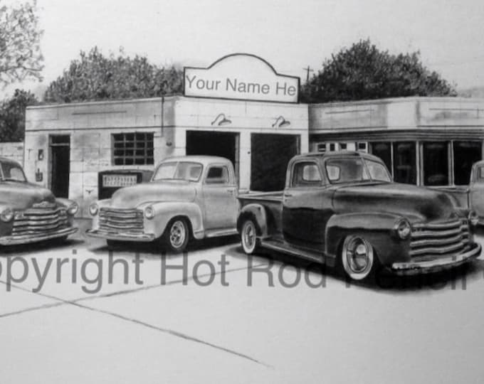 48-49-50-51-52-53 Chevy Pickup Truck Customized Pencil Drawing Print - Etsy