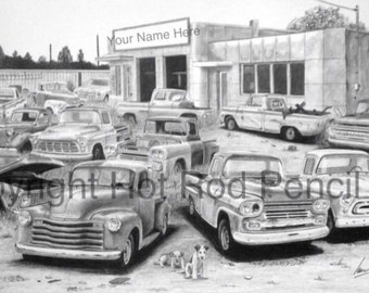 48-49-50-51-52-53 Chevy Pickup Truck Customized Pencil Drawing | Etsy