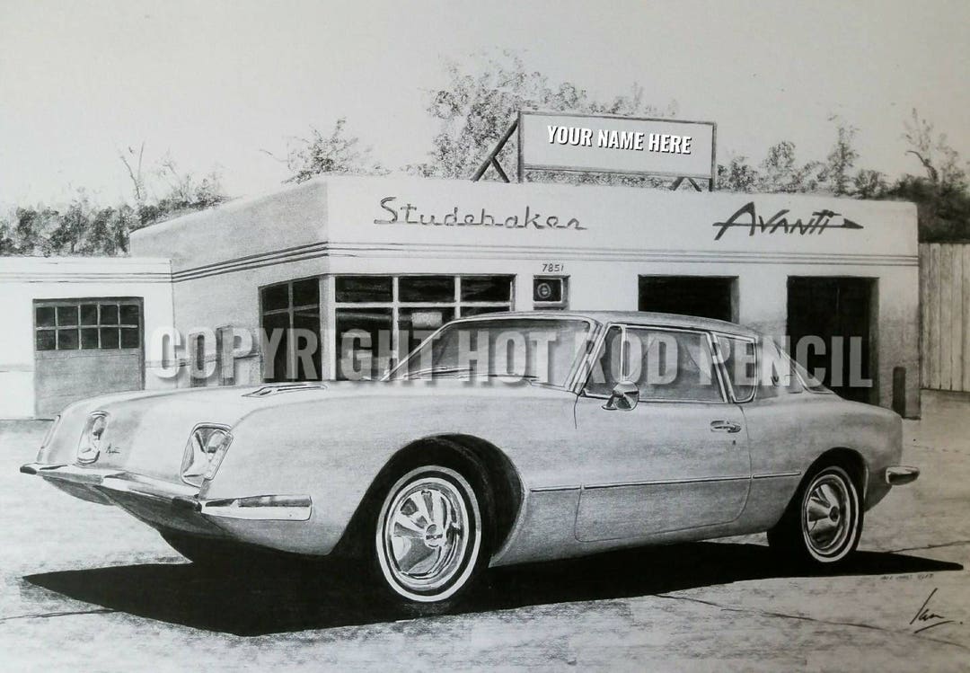 Studebaker Avanti, Garage Art, Personalized Pencil Drawing Print - Etsy
