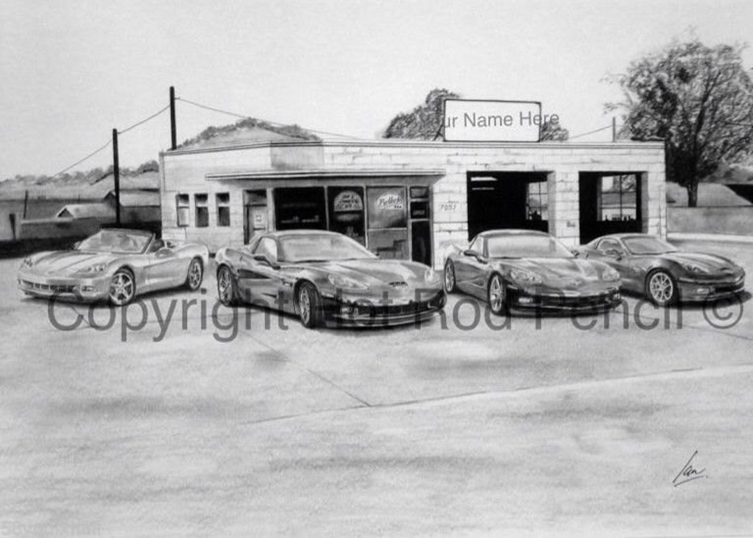 C6 Z06 Chevy Corvette C3 Customized Pencil Drawing Print - Etsy