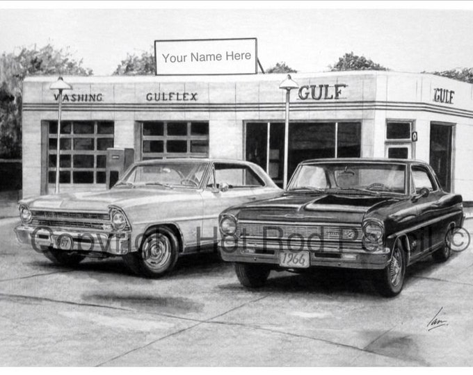 1966 & 1967 Chevy Nova Customized Pencil Drawing Print - Etsy