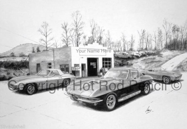 63-64-65-66-67 Chevy Corvette Customized Pencil Drawing Print - Etsy