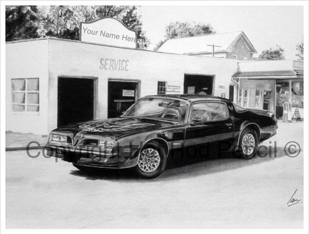 1978 Pontiac Trans Am Smokey and the Bandit Customized Pencil Drawing ...