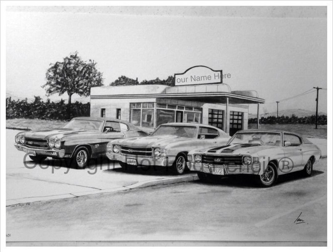 70-71-72 Chevy Chevelle Customized Pencil Drawing Print - Etsy
