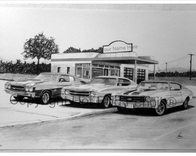 70-71-72 Chevy Chevelle Customized Pencil Drawing Print - Etsy