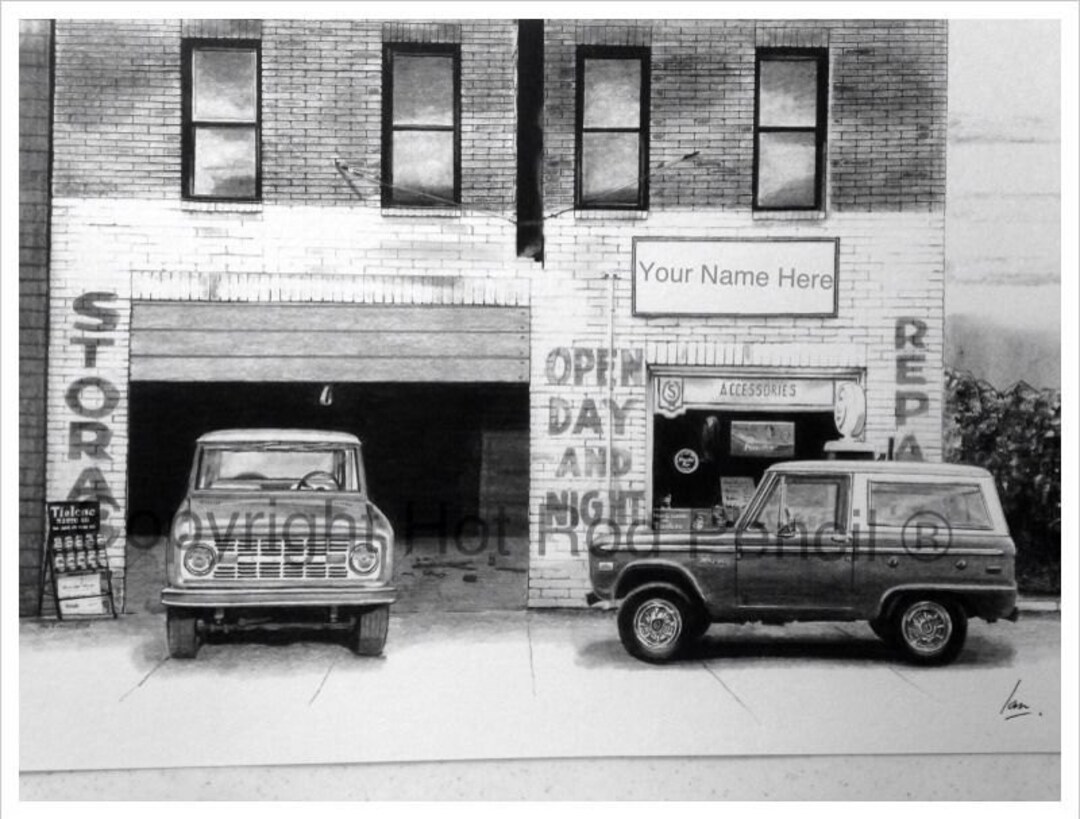 Ford Bronco Customized Pencil Drawing Print - Etsy
