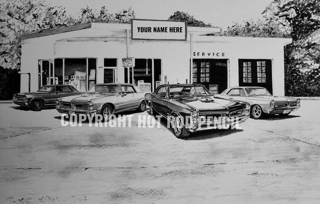 1964,65,67,67,pontiac GTO Customized Pencil Drawing Print - Etsy