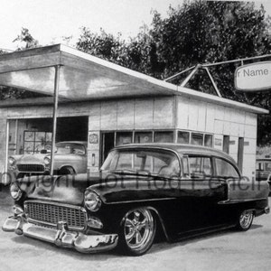 1955 Chevy Customized Pencil Drawing Print - Etsy