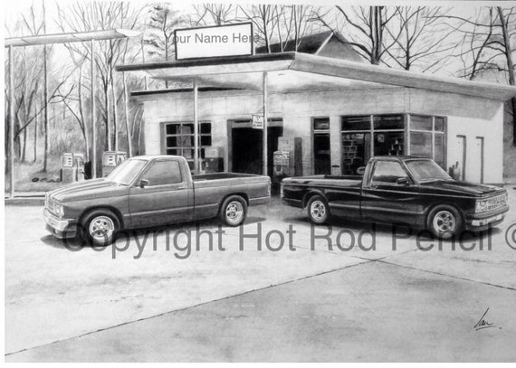 Chevy S10 Pickup Truck Customized Pencil Drawing Print - Etsy