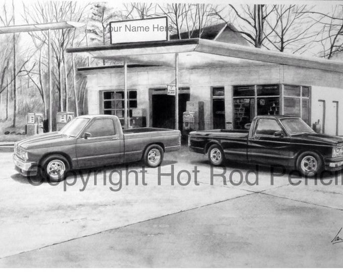 Chevy S10 Pickup Truck Customized Pencil Drawing Print - Etsy