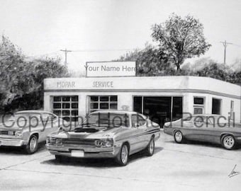 70-71-72-72-73 Plymouth Cuda Customized Pencil Drawing Print | Etsy