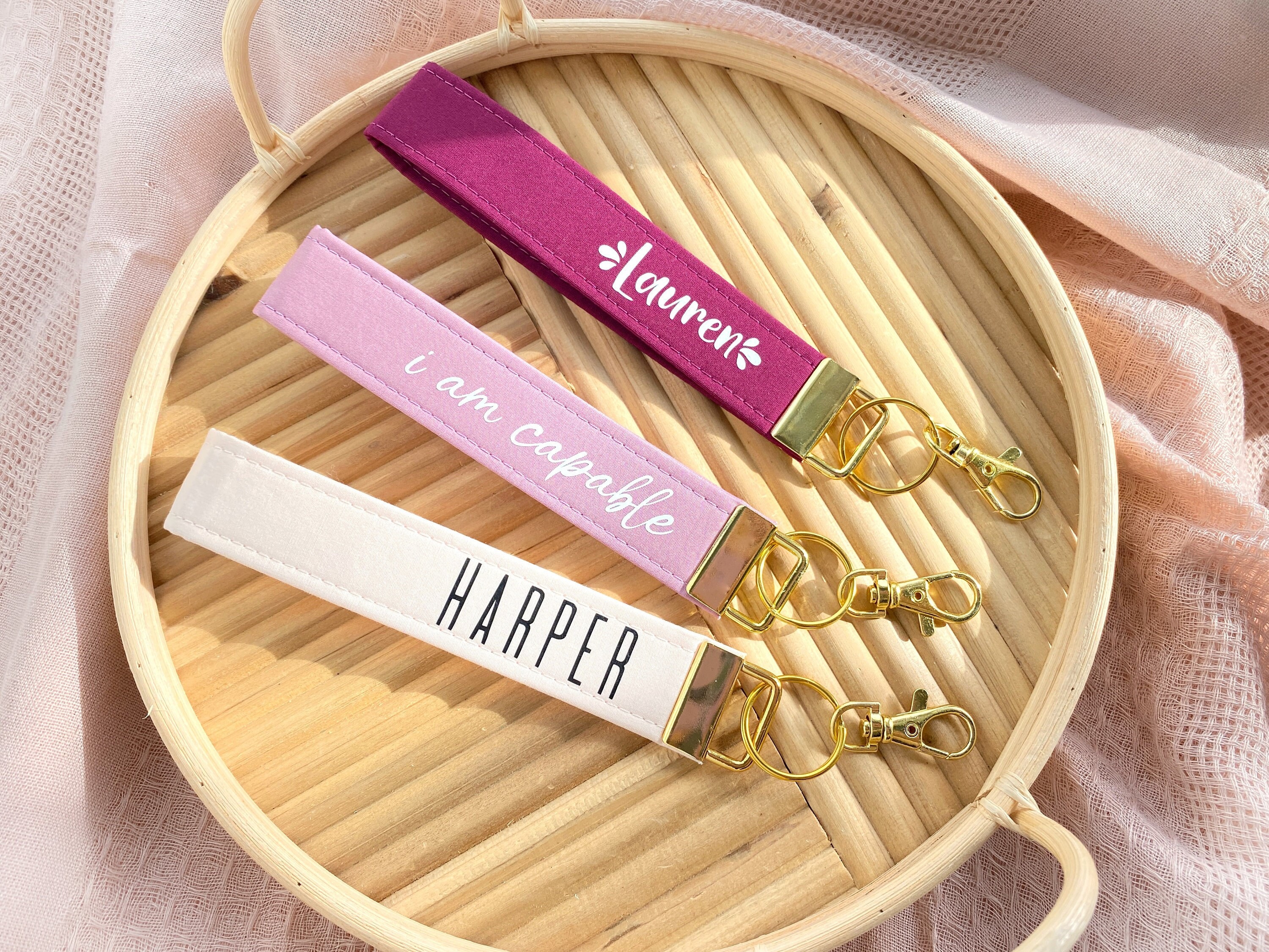 Personalized Name Keychain Wristlet for Women Cute Sweet - Etsy