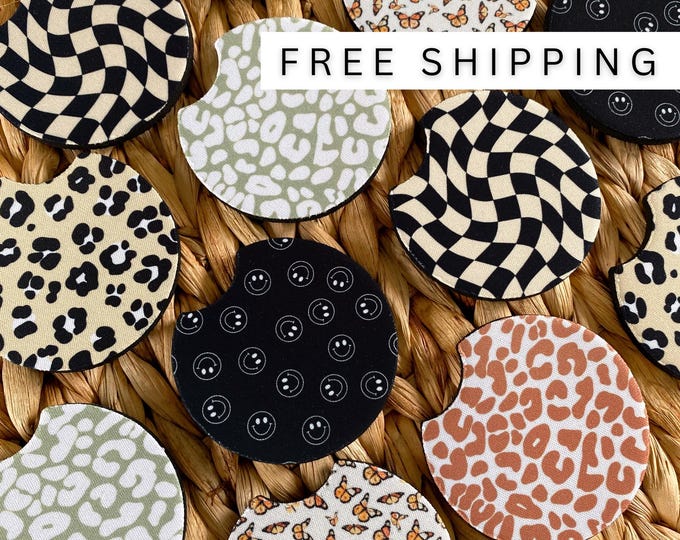 Checker Car Coasters Set of 2, New Car Gift for Her, Retro Cup Holder ...