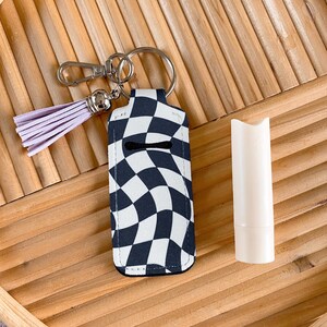 Checker Keychain Lip Balm Holder, Girly Chapstick Key Fob, Retro ...