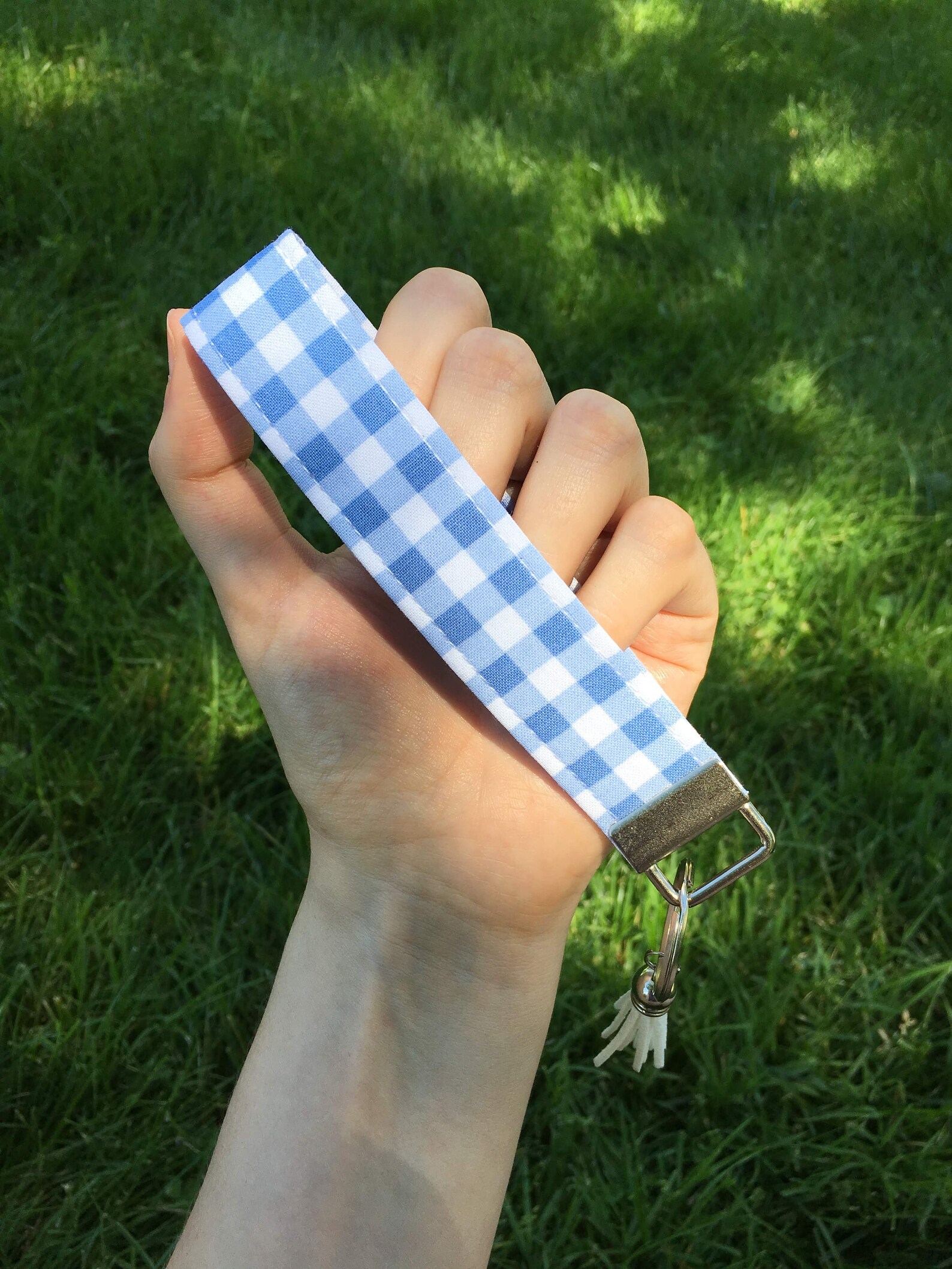 Blue Gingham Wristlet Keychain for Women Key Wristlet Gift - Etsy