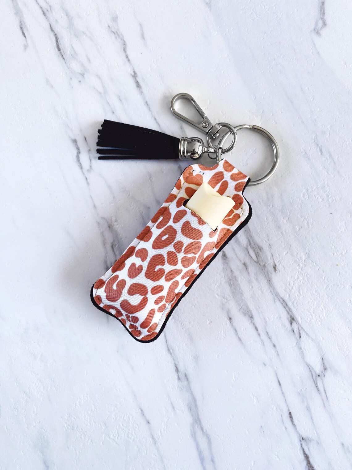 Checker Keychain Lip Balm Holder, Girly Chapstick Key Fob, Retro ...