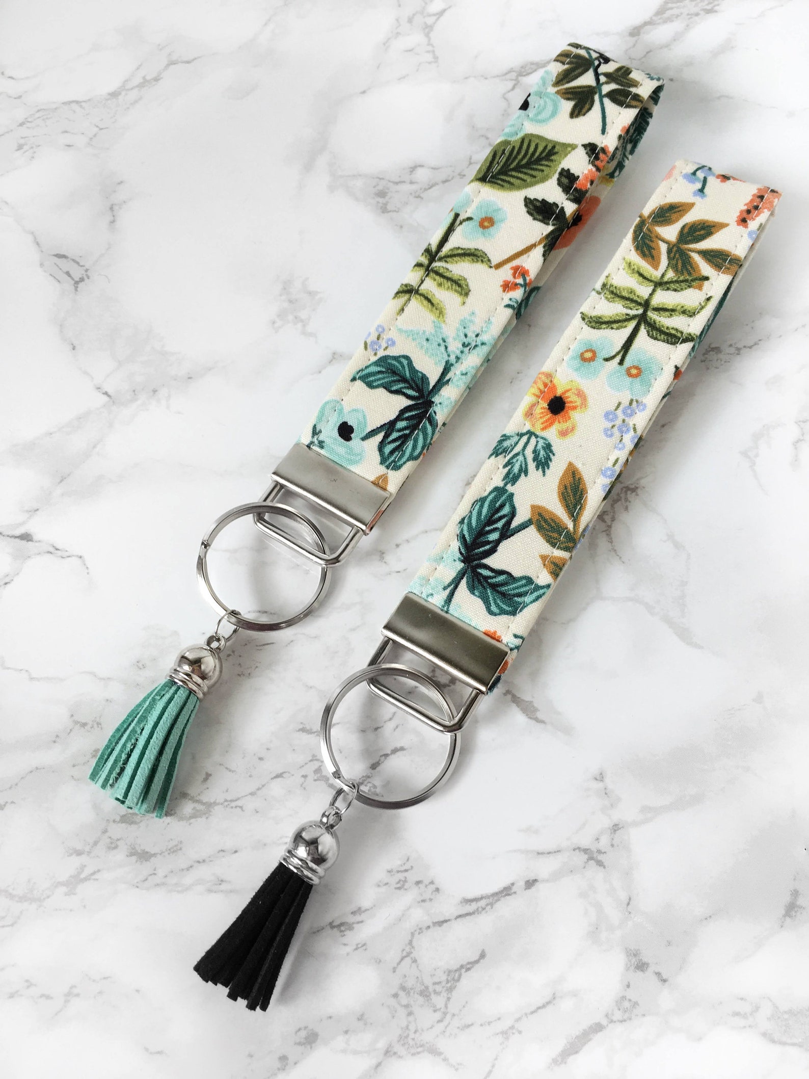 Rifle Paper Co Floral Wristlet Keychain, Girly Keychain, Boho Key Fob ...