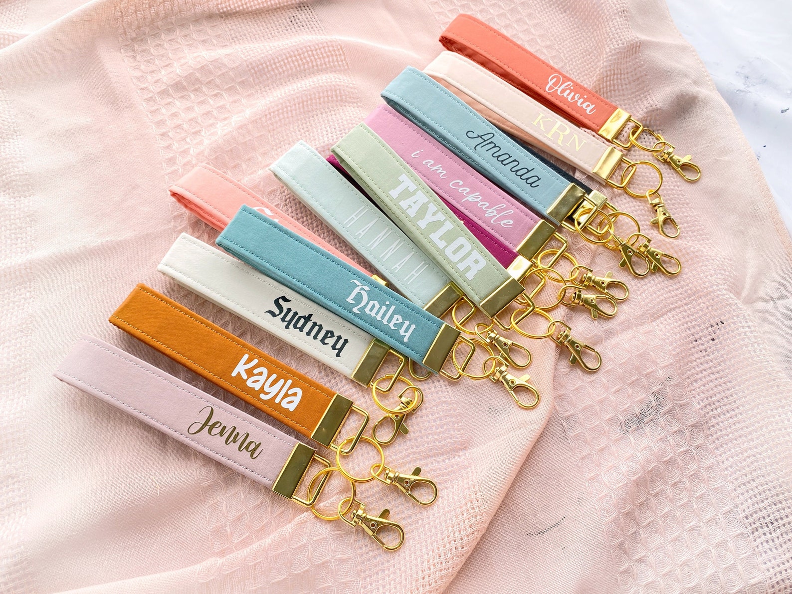Personalized Name Keychain Wristlet for Women Cute Sweet - Etsy
