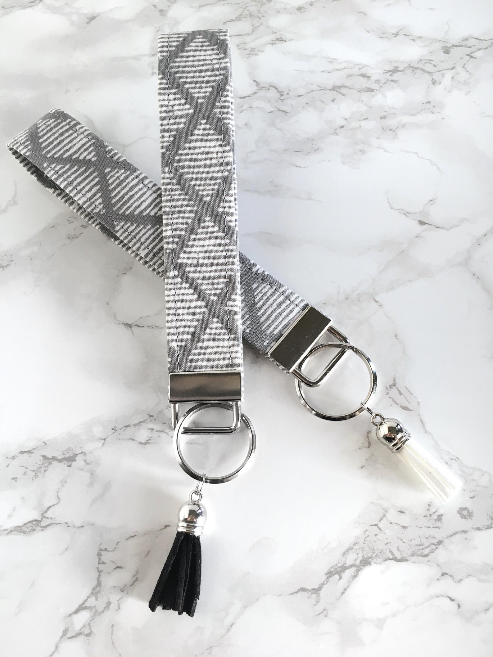 Modern Wristlet Keychain Boho Keychain for Women Navy Key - Etsy