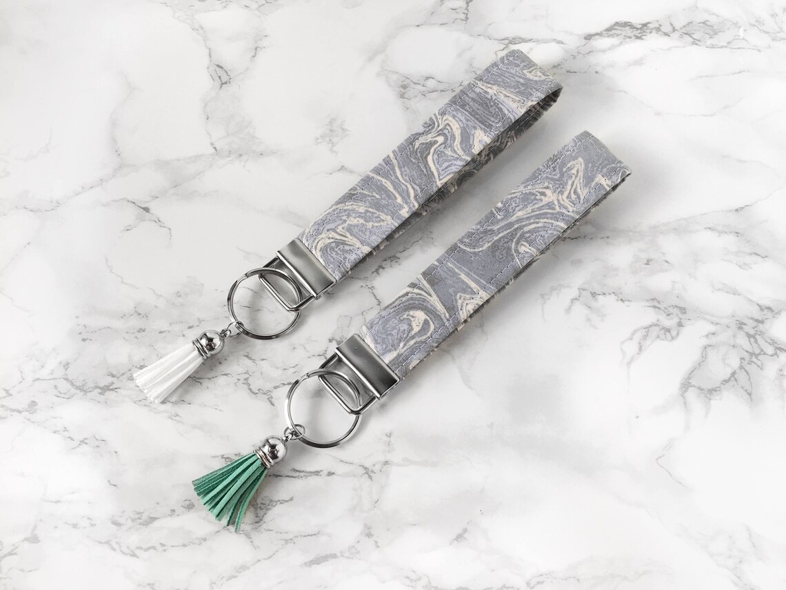 Marble Wristlet Keychain Girly Keychain Marble Key Fob | Etsy