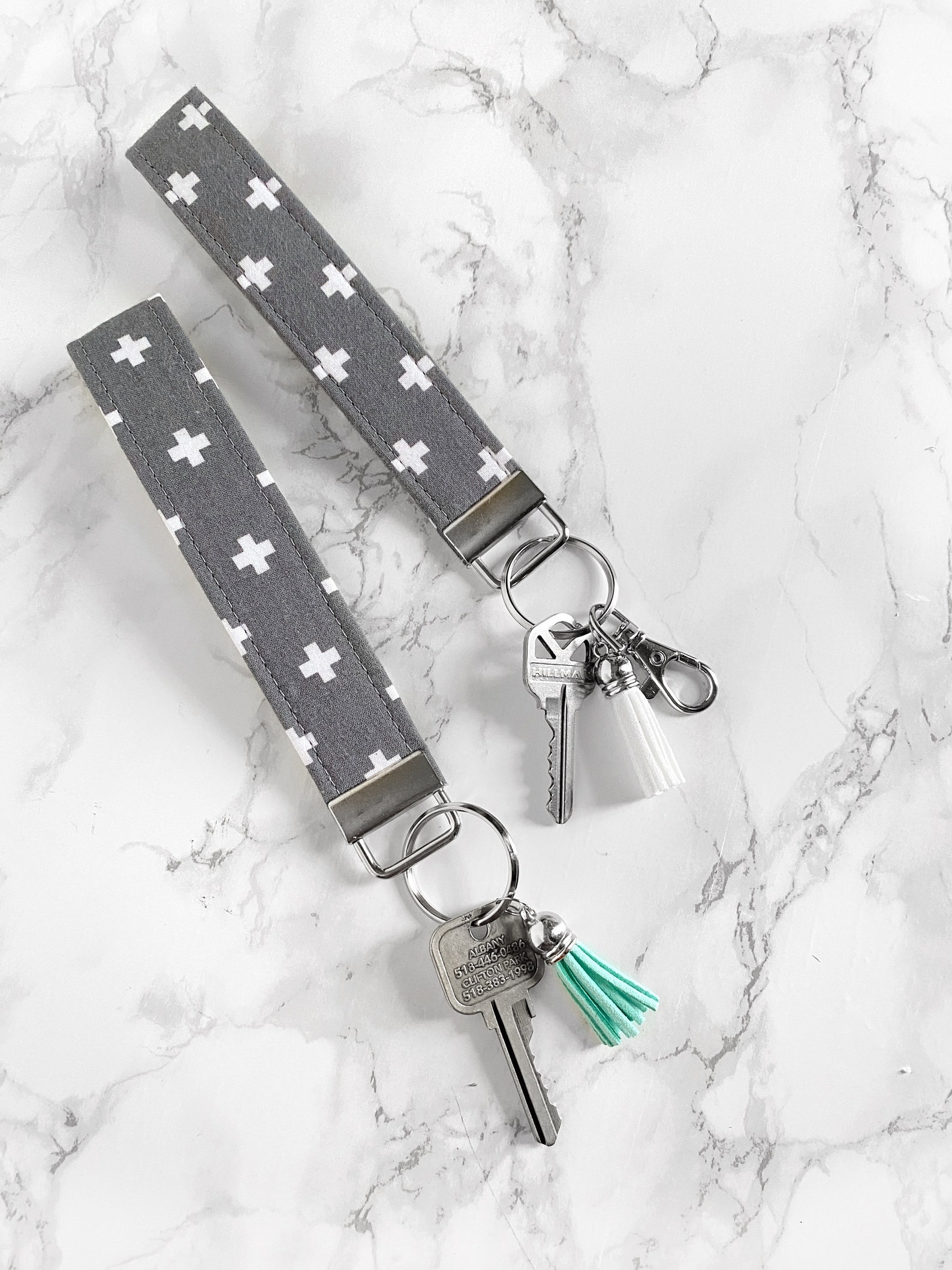 White Keychain Wristlet Lanyard for Women Cheetah Key Fob | Etsy