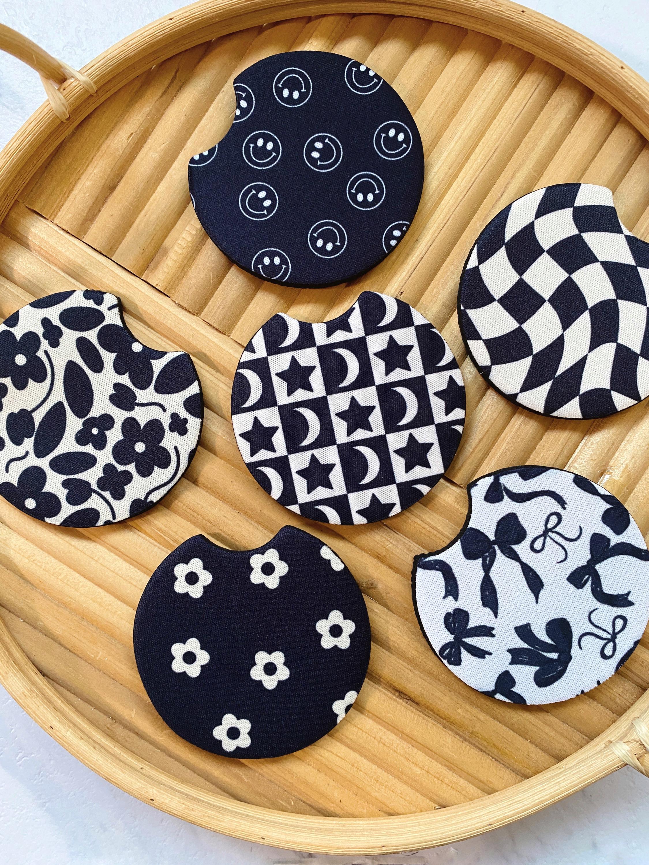 Checker Car Coasters Set of 2, New Car Gift for Her, Retro Cup Holder ...